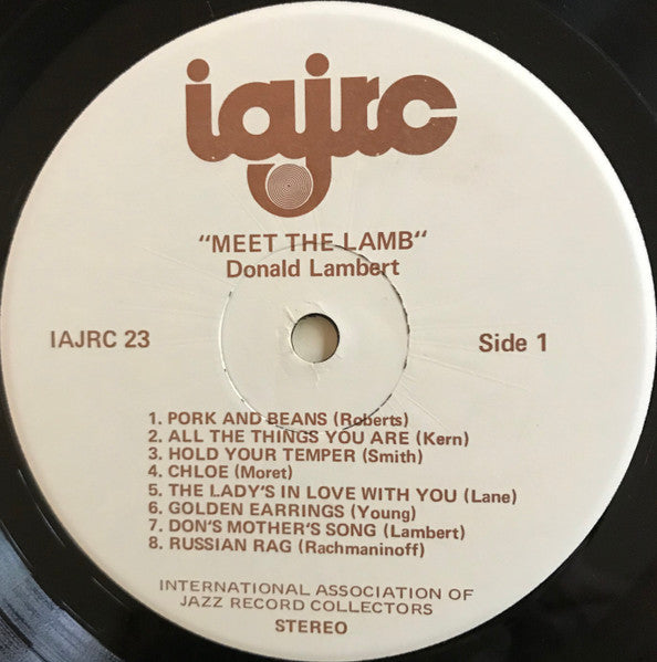Donald Lambert: Meet The Lamb 12" – Sorry State Records