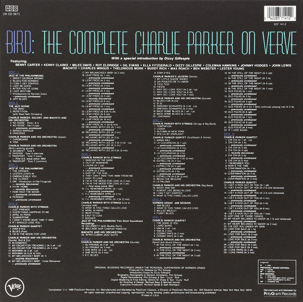 Charlie Parker: Bird (The Complete Charlie Parker On Verve) CD box set ...